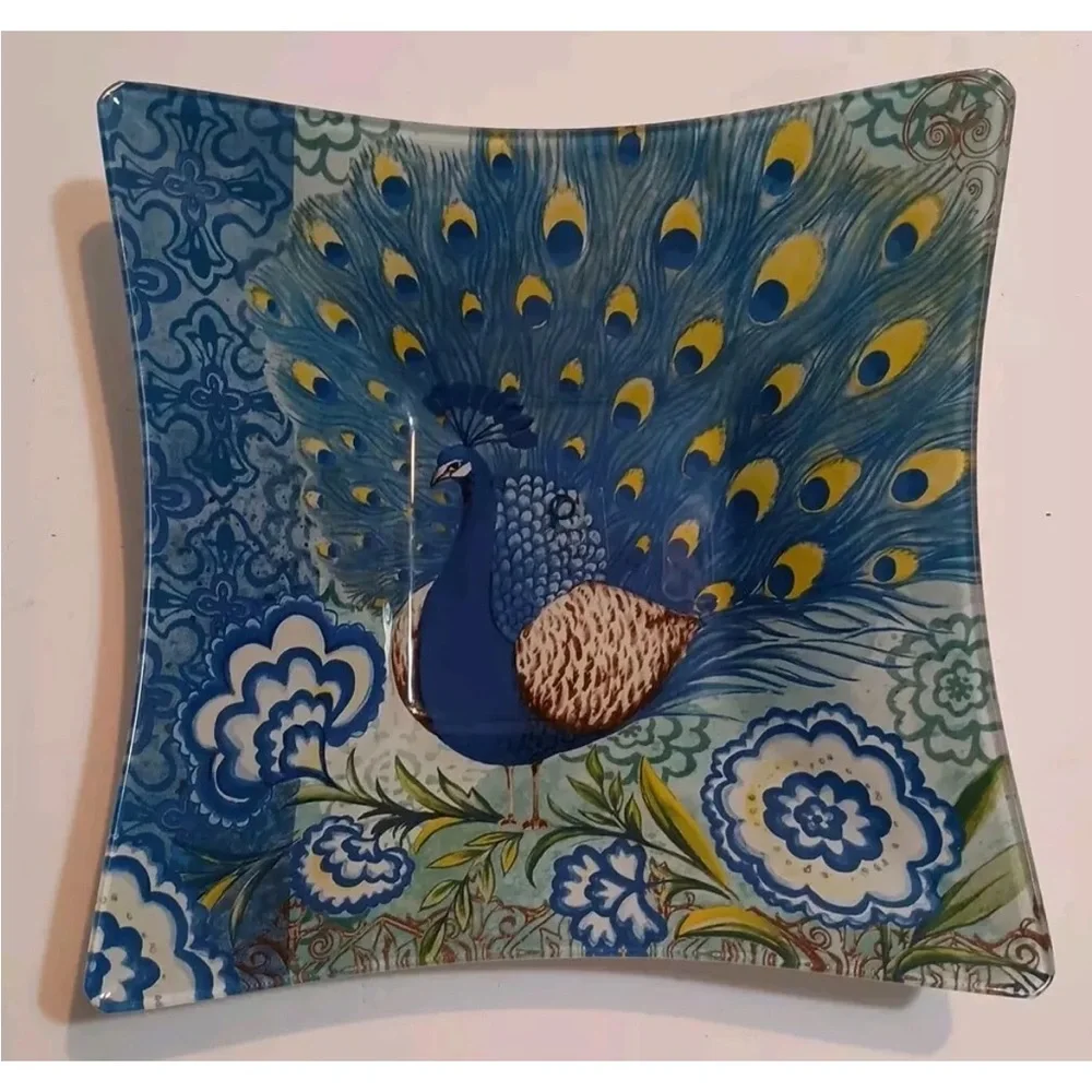 Prima Designs | Art | Blue And Yellow Glass Peacock Art Candytrinket ...